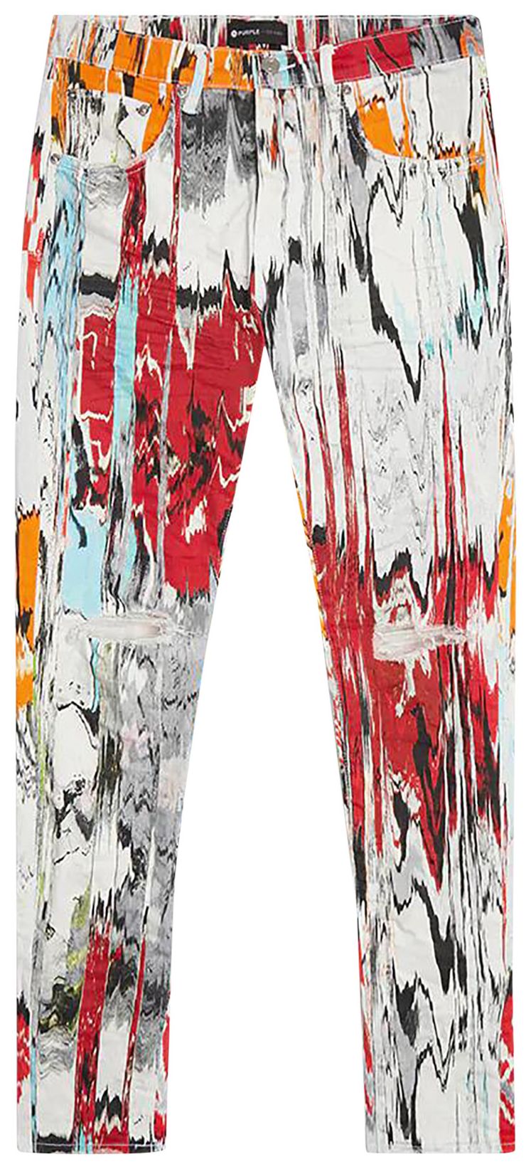 Buy PURPLE BRAND Low Rise Skinny Glitch Flamestitch Digital Print Jean ...