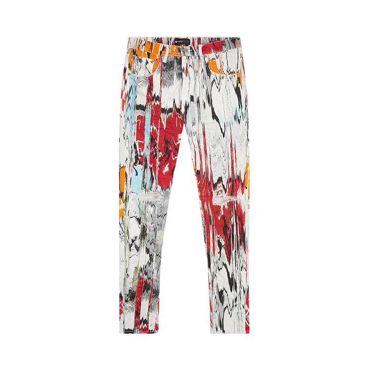 Buy PURPLE BRAND Low Rise Skinny Glitch Flamestitch Digital Print Jean ...