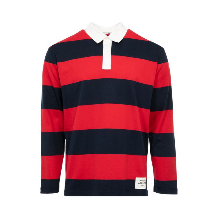 Buy Moncler Long-Sleeve Polo 'Red/Navy' - 8B000 01 89ANC P47 | GOAT