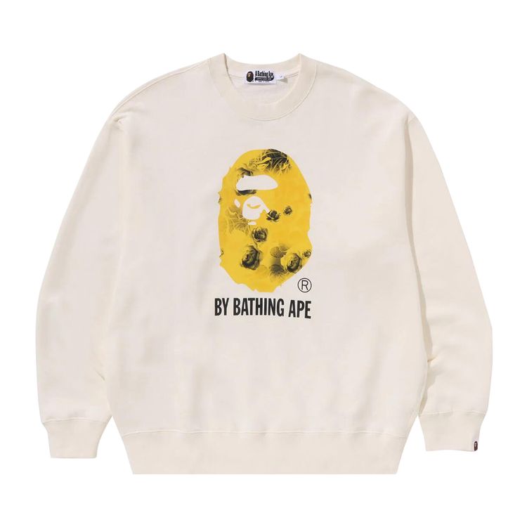 Buy BAPE Floral Solid Camo Relaxed Fit Crewneck Sweatshirt 'Ivory ...