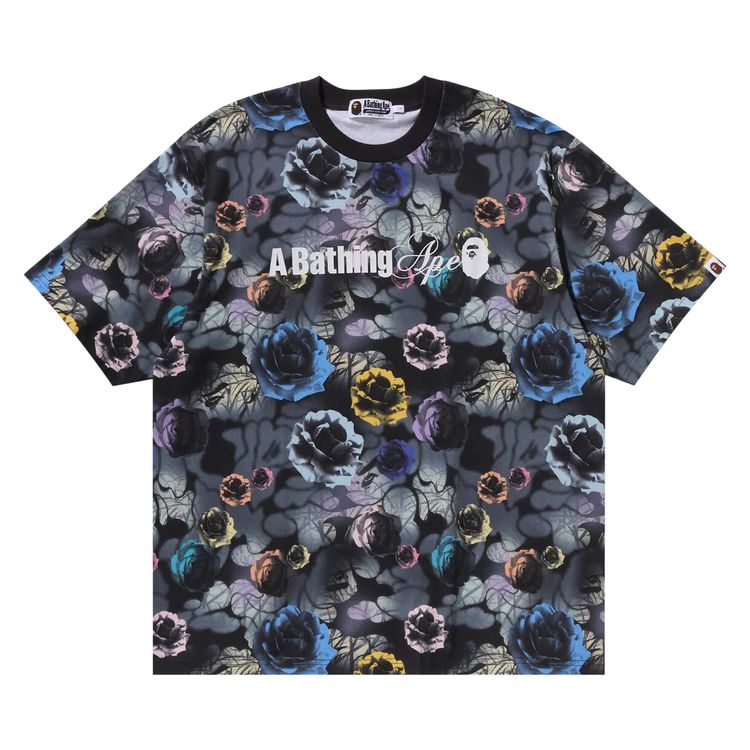 Buy BAPE Floral Camo Logo Relaxed Fit Tee 'Black' - 1K80 109 302 BLACK ...