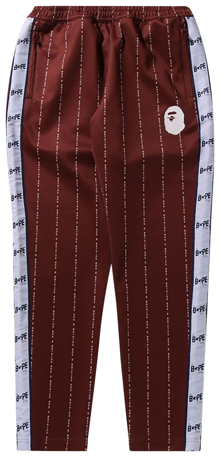 Buy BAPE Text Stripe Jersey Pants 'Brown' - 1H70 152 005 BROWN | GOAT