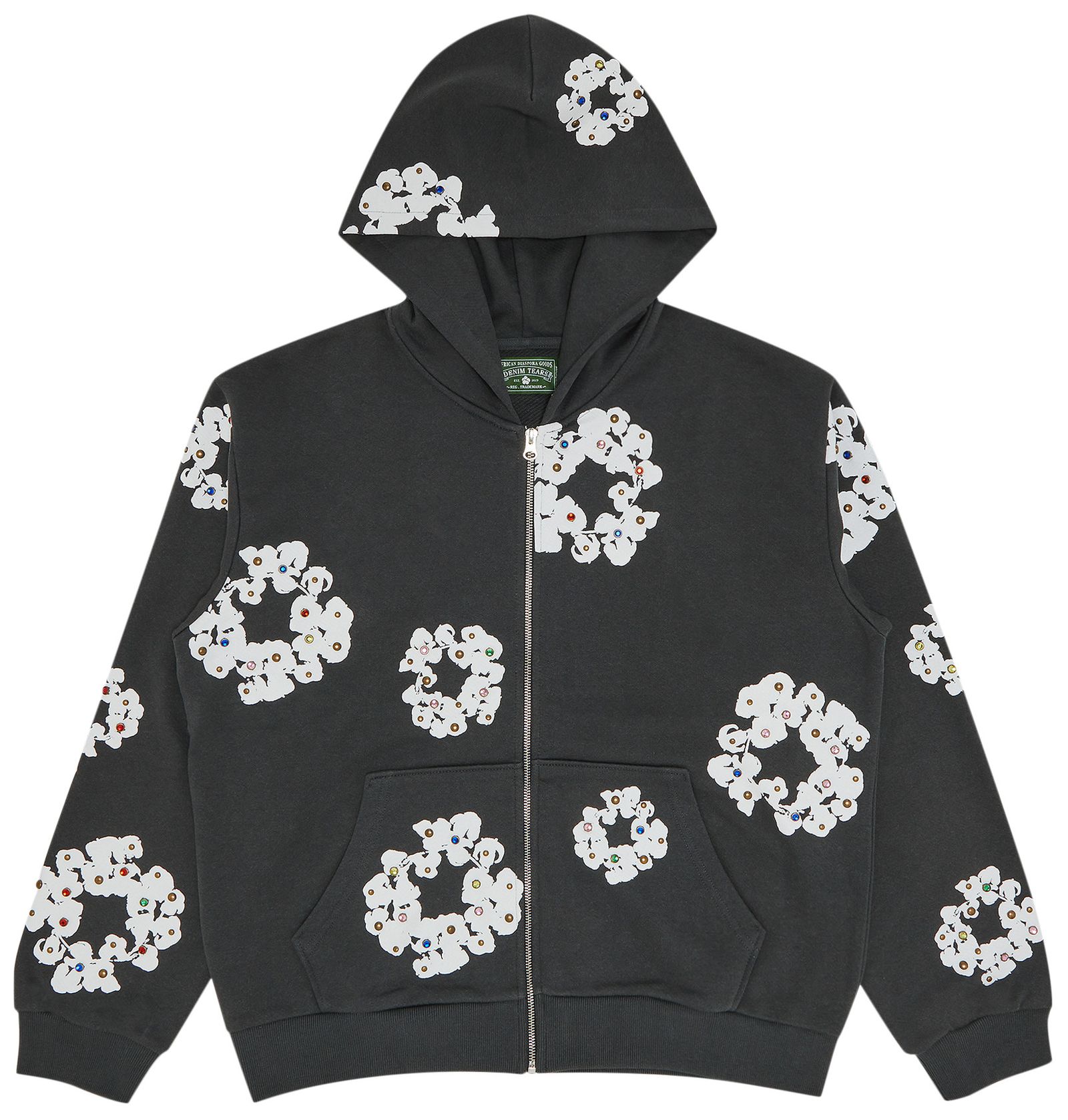 Buy Denim Tears Rhinestone Wreath Zip Hoodie 'Vintage Black' - 201 010 ...