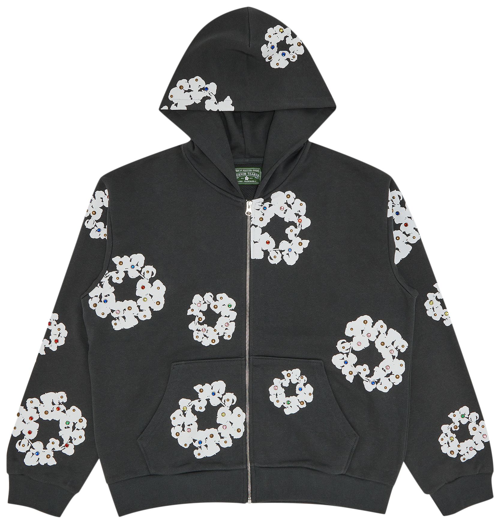 Buy Denim Tears Rhinestone Wreath Zip Hoodie 'Vintage Black' - 201 010 38 VINT | GOAT