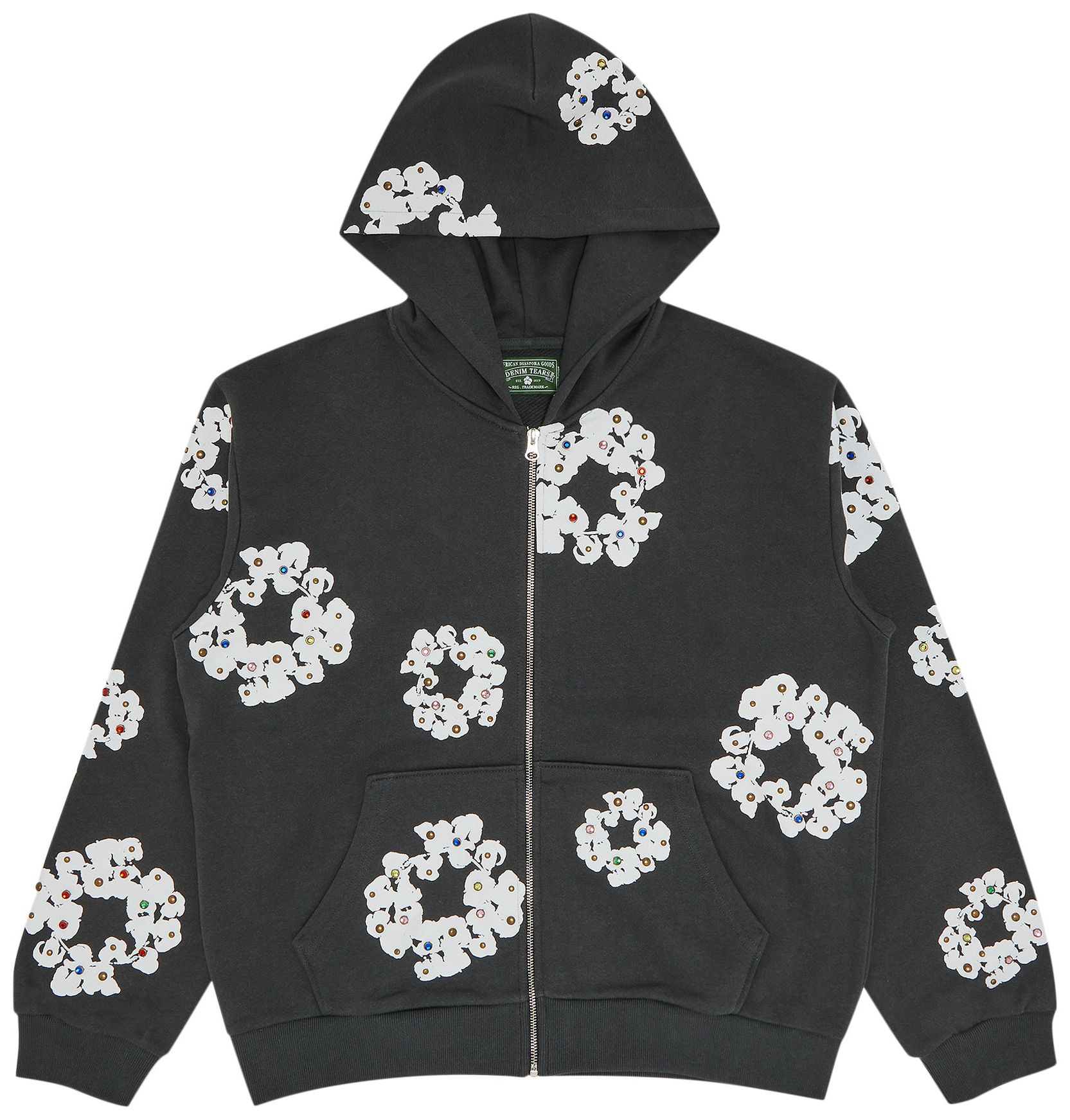 Buy Denim Tears Rhinestone Wreath Zip Hoodie 'Vintage Black' - 201 010 ...