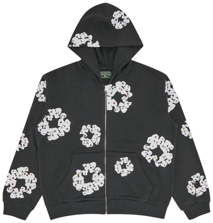 Buy Denim Tears Rhinestone Wreath Zip Hoodie 'Vintage Black' - 201 010 ...