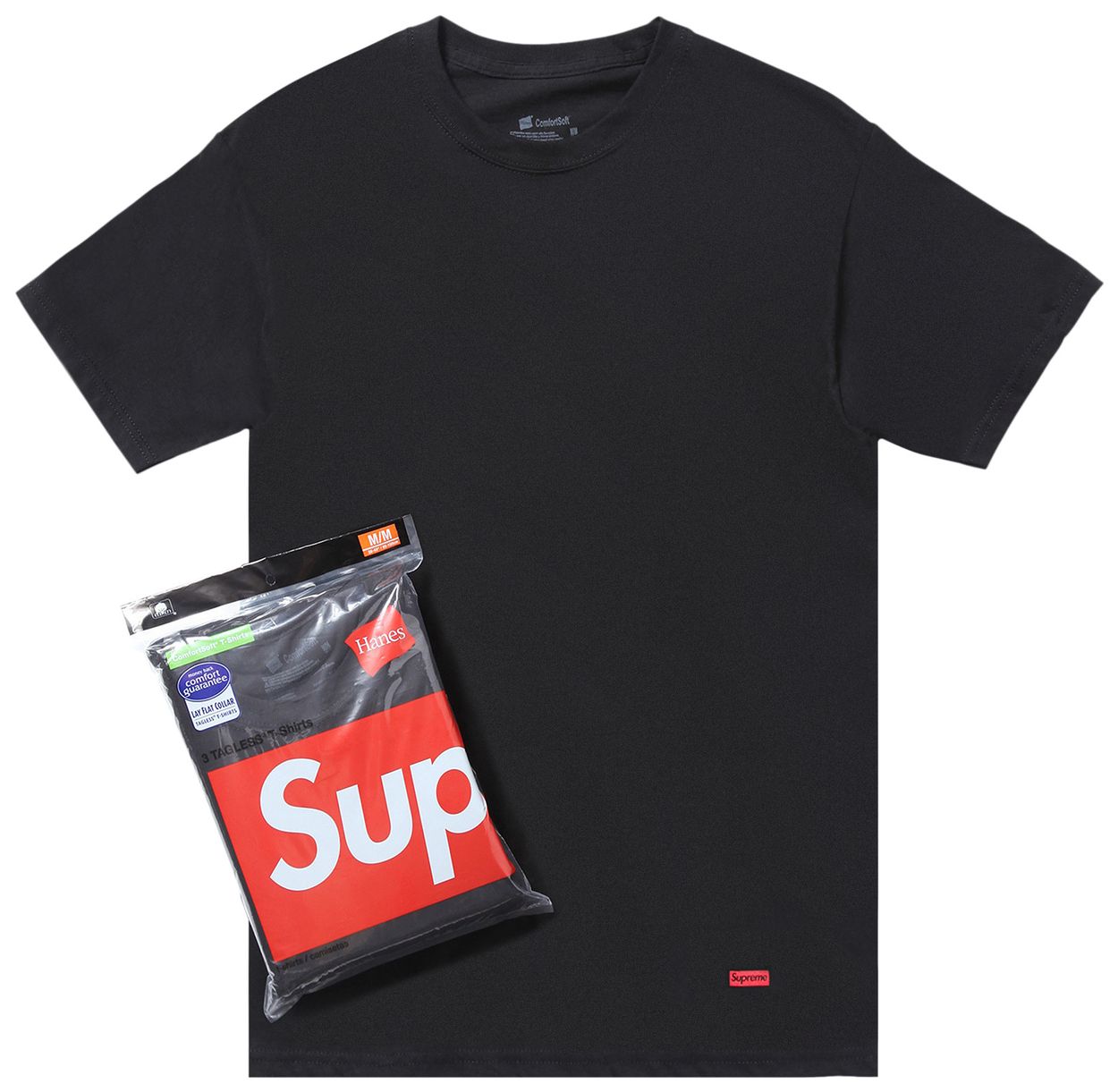 Buy Supreme x Hanes Tagless Tees (3 Pack) 'Black' - 99HAA23 BLACK | GOAT