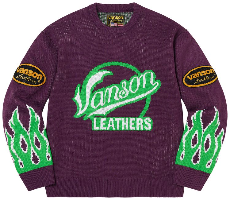 Buy Supreme x Vanson Leathers Sweater 'Purple' - SS22SK19 PURPLE | GOAT