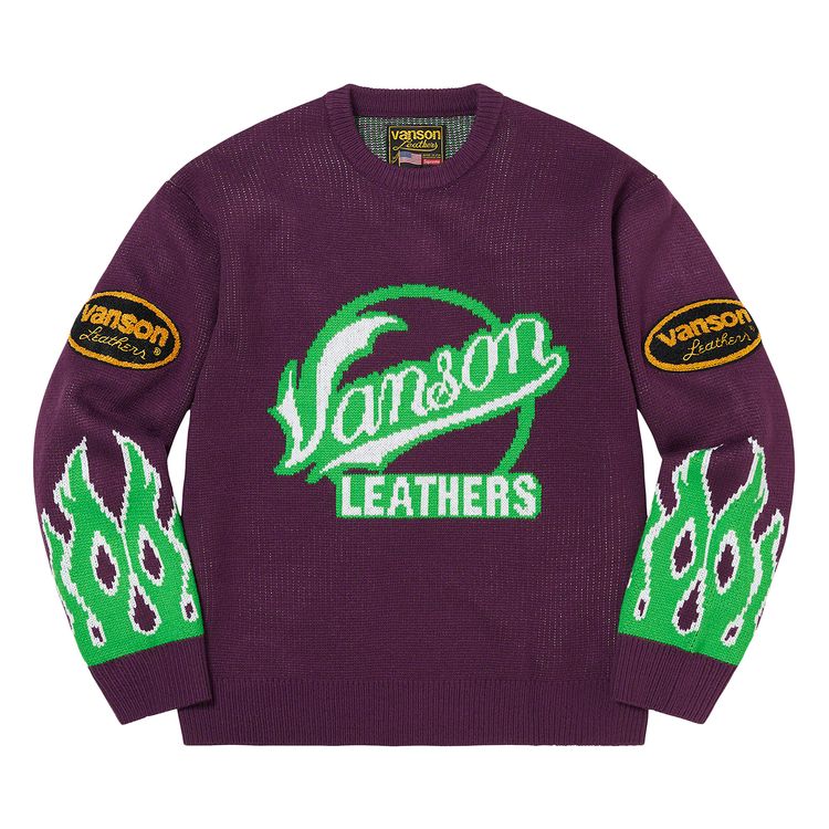 Buy Supreme x Vanson Leathers Sweater 'Purple' - SS22SK19 PURPLE | GOAT