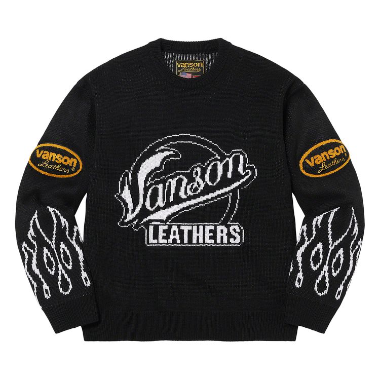 Buy Supreme x Vanson Leathers Sweater 'Black' - SS22SK19 BLACK | GOAT