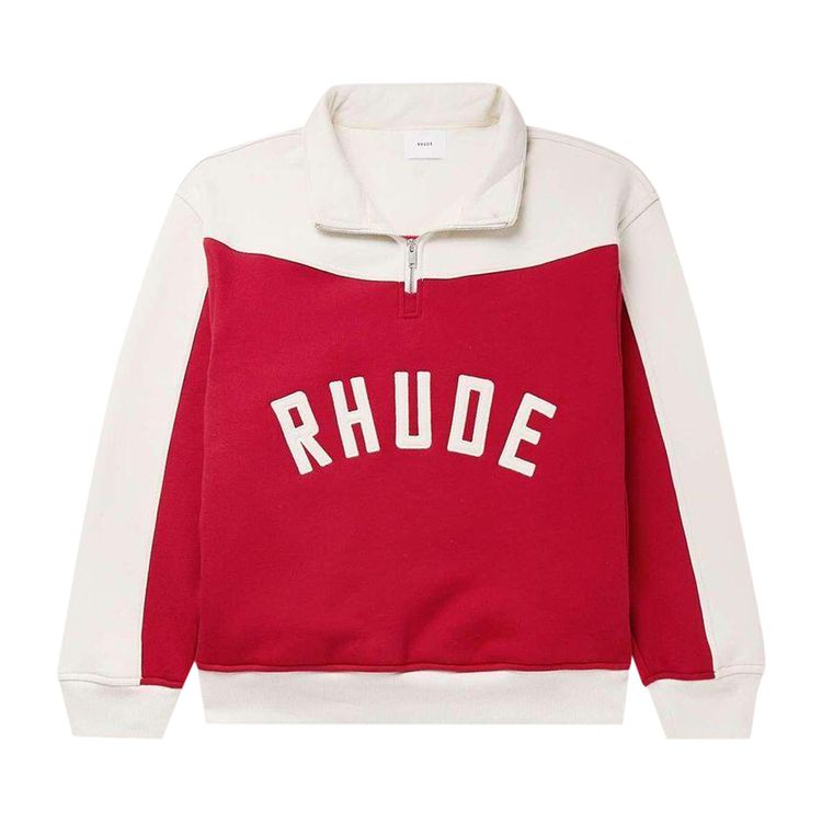 Buy Rhude Contrast Quarter Zip Varsity Jacket 'Red' - SS24JA09167277 | GOAT
