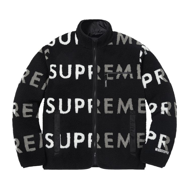 Buy Supreme Reversible Logo Fleece Jacket 'Black' - FW18J79 BLACK | GOAT