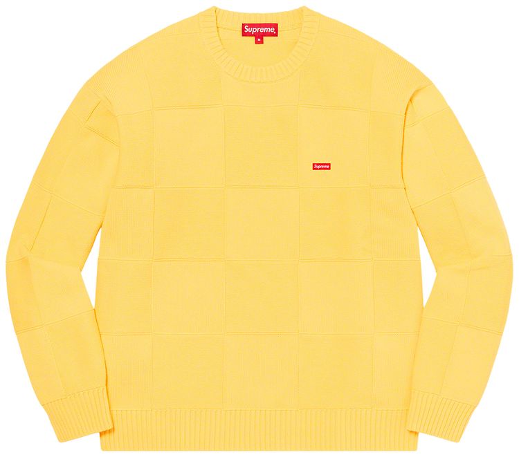 Buy Supreme Tonal Checkerboard Small Box Sweater 'Yellow' - SS21SK18 ...