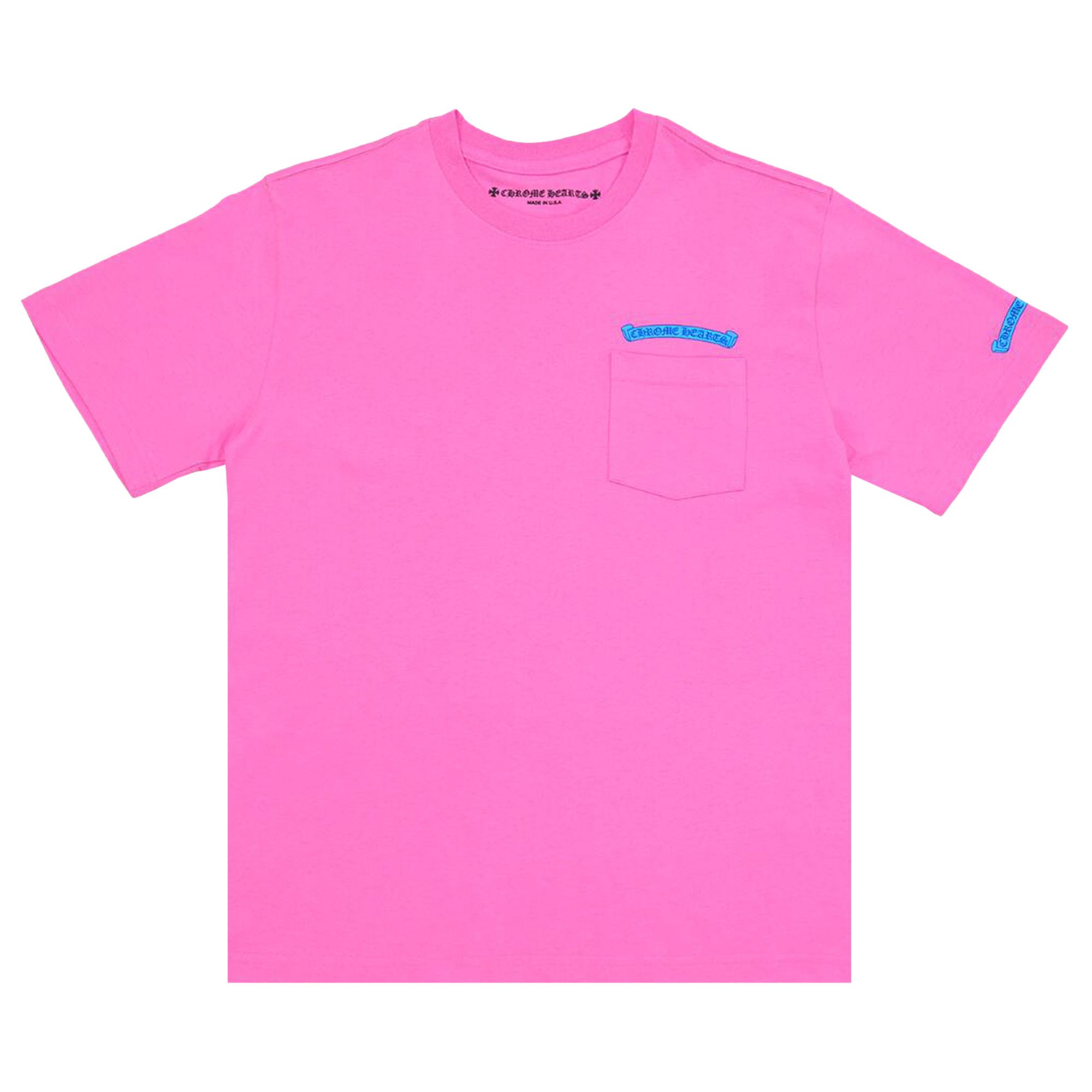 Buy Chrome Hearts Scroll Logo Pocket Tee 'Pink/Blue' - 1383 Buy Chrome Hearts Scroll Logo Pocket Tee 'Pink/Blue' - 1383