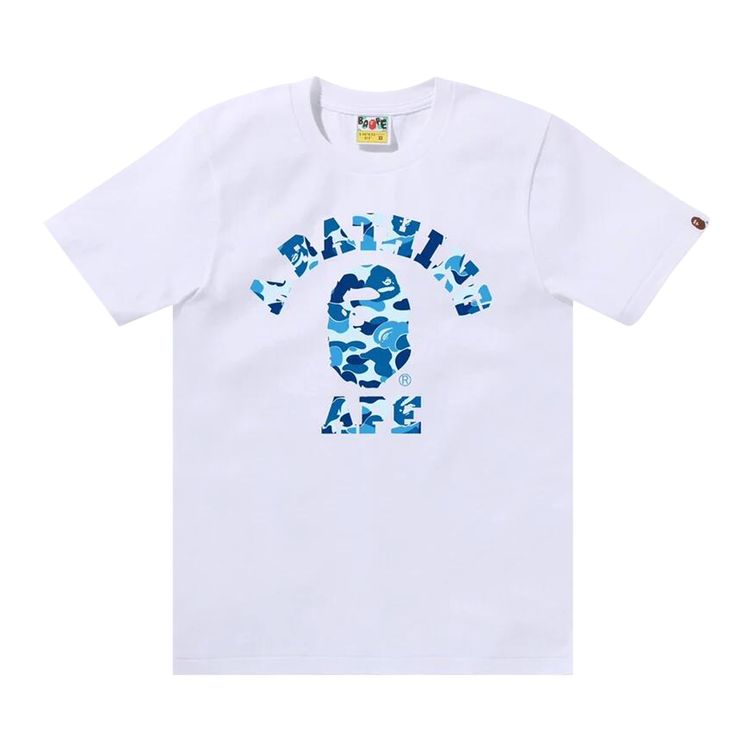 Buy BAPE ABC Camo College Tee 'White/Blue' - 1K80 110 005 WHITE BLUE | GOAT
