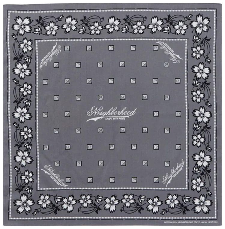 Buy Neighborhood Flower Bandana 'Grey' - 241BXNH AC01 GREY | GOAT