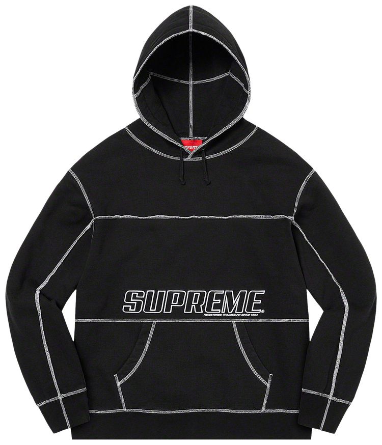 Buy Supreme Coverstitch Hooded Sweatshirt 'Black' - SS22SW26 BLACK | GOAT