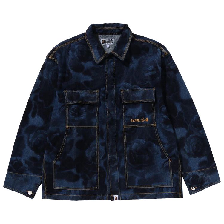 Buy BAPE Floral Camo Jacquard 13Oz Denim Work Jacket 'Navy' - 1K80 140 ...