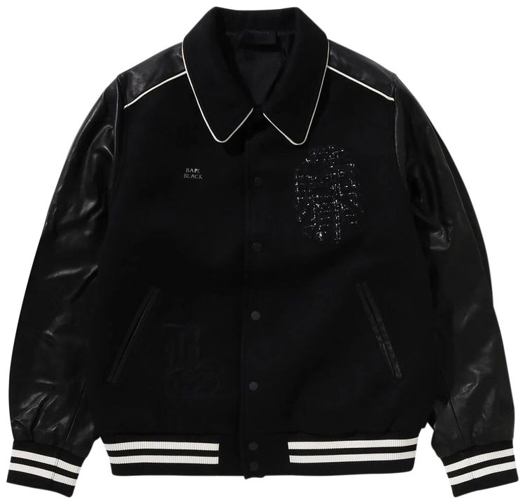 Buy BAPE Logo Baseball Jacket 'Black' - 1K20 140 028 BLACK | GOAT