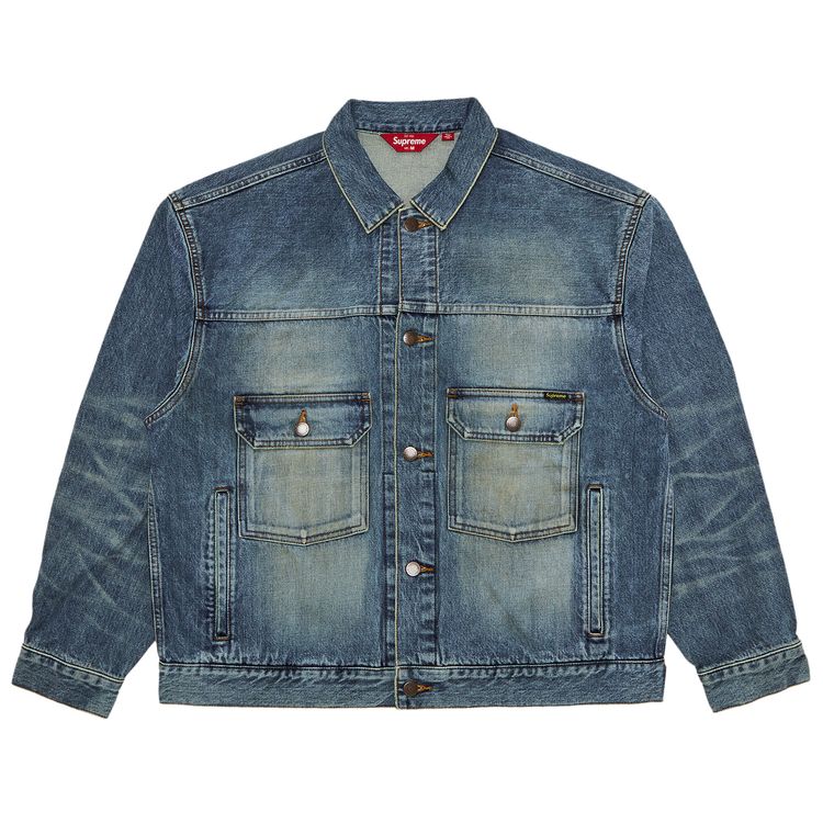 Buy Supreme Distressed Selvedge Trucker Jacket 'Washed Indigo ...