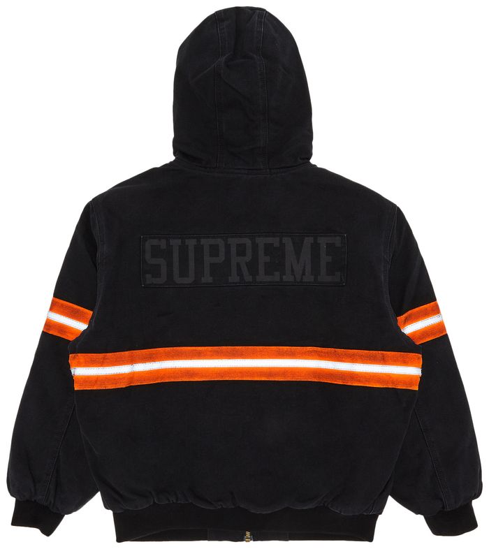 Buy Supreme Reflective Stripe Hooded Work Jacket 'Black' - FW24J32 ...