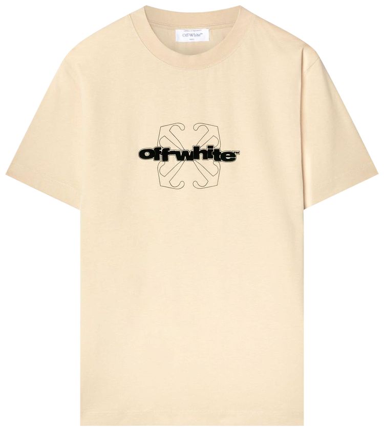 Buy Off-White Flock Arrow Slim Tee 'Beige/Black' - OMAA027F24JER0076110 ...