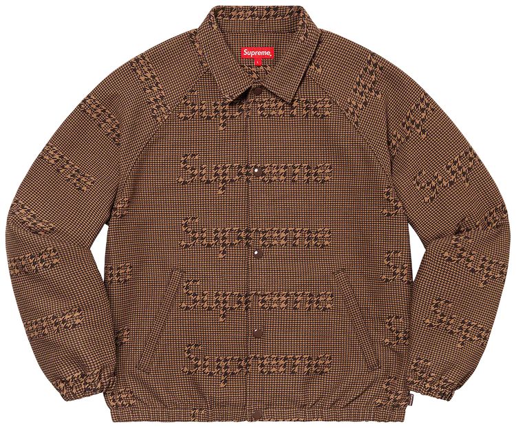 Buy Supreme Houndstooth Logos Snap Front Jacket 'Brown' - FW20J13 BROWN ...