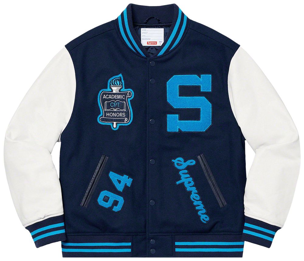 Buy Supreme Team Varsity Jacket 'Navy' - FW19J91 NAVY | GOAT