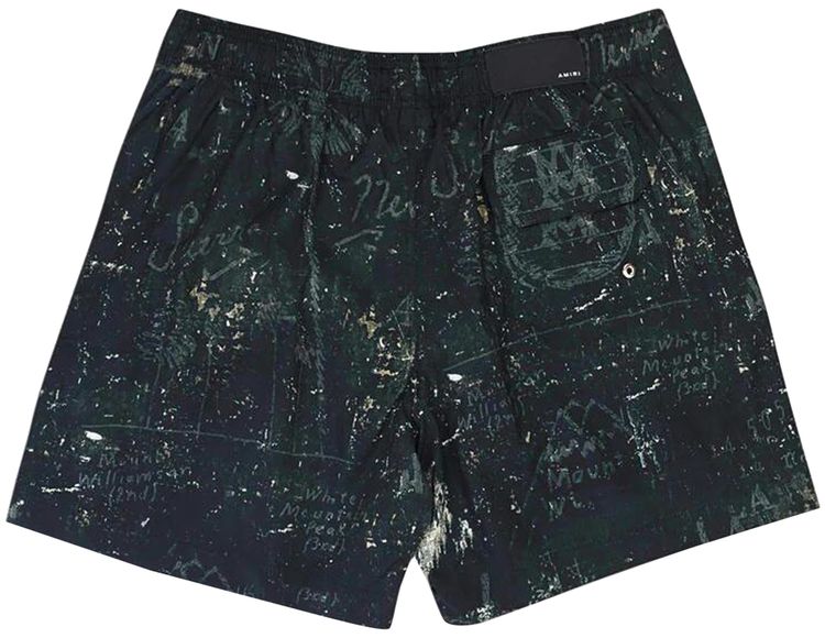 Buy Amiri Stencil Military Swim Trunks 'Black' - PF22MSB003 001 BLAC | GOAT