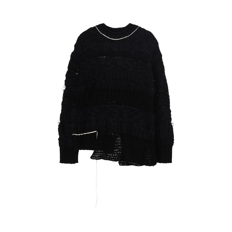 Buy Y's Thread Accented Wool Blend Sweater 'Black' - YO K05 182 1 | GOAT