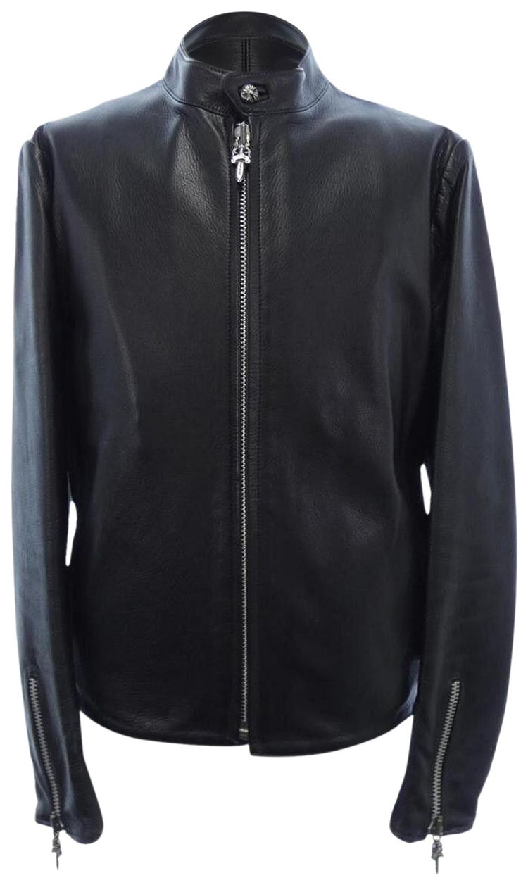 Buy Chrome Hearts Leather Racer Jacket 'Black' - 1383 100000305LRJ BLAC ...