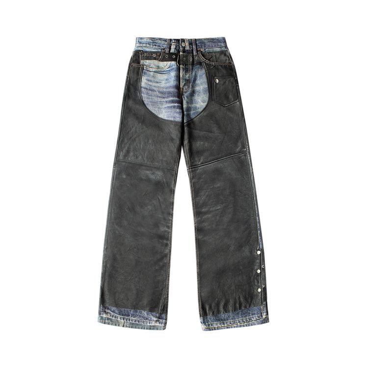 Buy Acne Studios Leather Chaps Printed Jeans 'Blue' - BK0606 GOAT BLUE ...