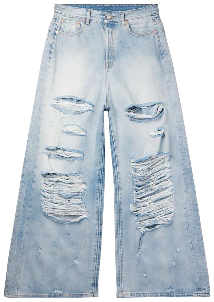Buy Vetements Ripped Big Shape Jeans 'Light Blue' - UA65PA840N LIGH | GOAT
