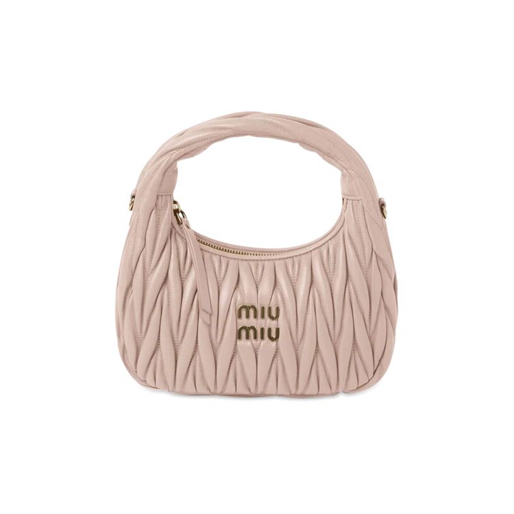 Buy Miu Miu Matelassé Nappa Leather Hobo Bag 'Cipria' - 5BC125 N88 F0236 | GOAT