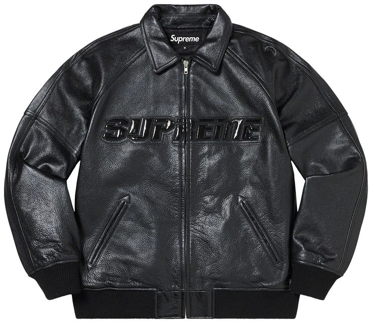 Buy Supreme Silver Surfer Leather Varsity Jacket 'Black' - SS22J53 ...