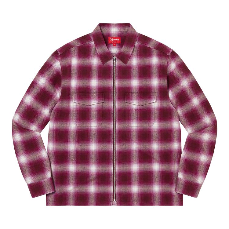 Buy Supreme Shadow Plaid Flannel Zip Up Shirt 'Magenta' - FW22S30 ...