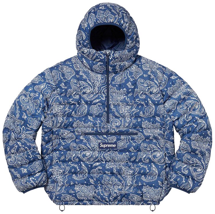 Buy Supreme Micro Down Half Zip Hooded Pullover 'Blue Paisley ...