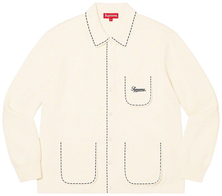 Buy Supreme Contrast Stitch Button Up 'Natural' - FW22SK38 NATURAL ...