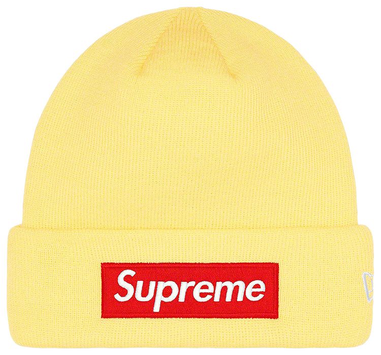 Buy Supreme x New Era Box Logo Beanie 'Pale Yellow' - FW22BN10 PALE ...