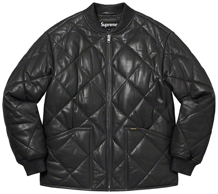 Buy Supreme Quilted Leather Work Jacket 'Black' - FW22J47 BLACK | GOAT