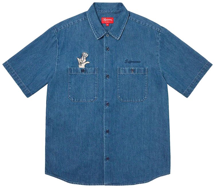 Buy Supreme Doughboy Short-Sleeve Work Shirt 'Denim' - FW22S25 DENIM | GOAT