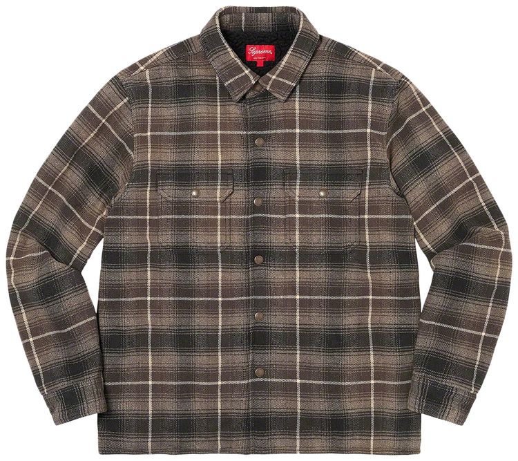 Buy Supreme Shearling Lined Flannel Shirt 'Black' - FW22S15 BLACK | GOAT