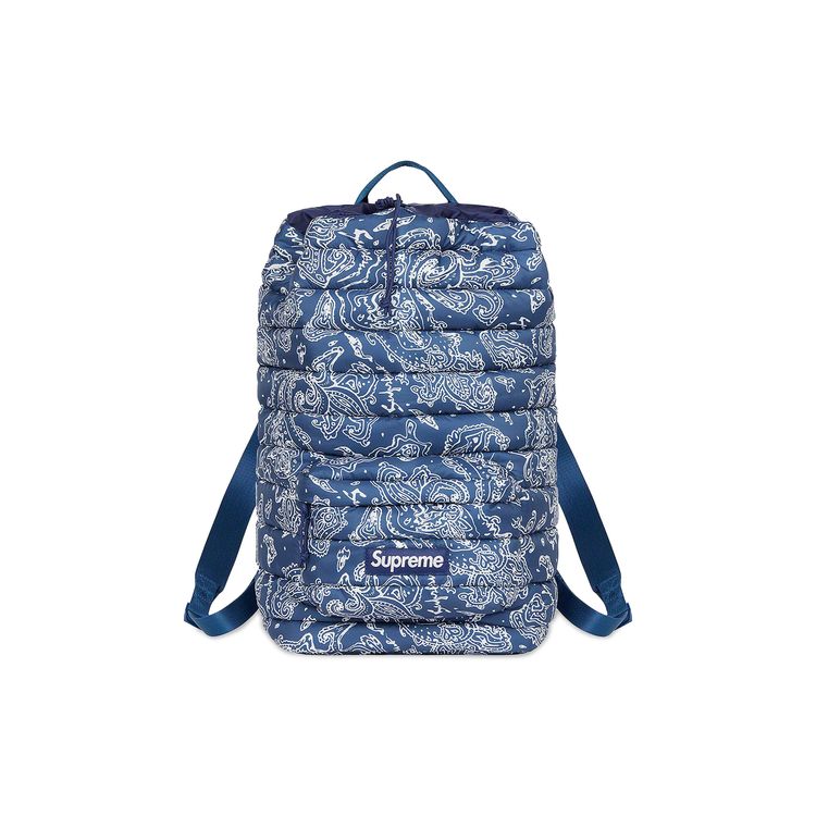 Buy Supreme Puffer Backpack 'Blue Paisley' - FW22B17 BLUE PAISLEY | GOAT