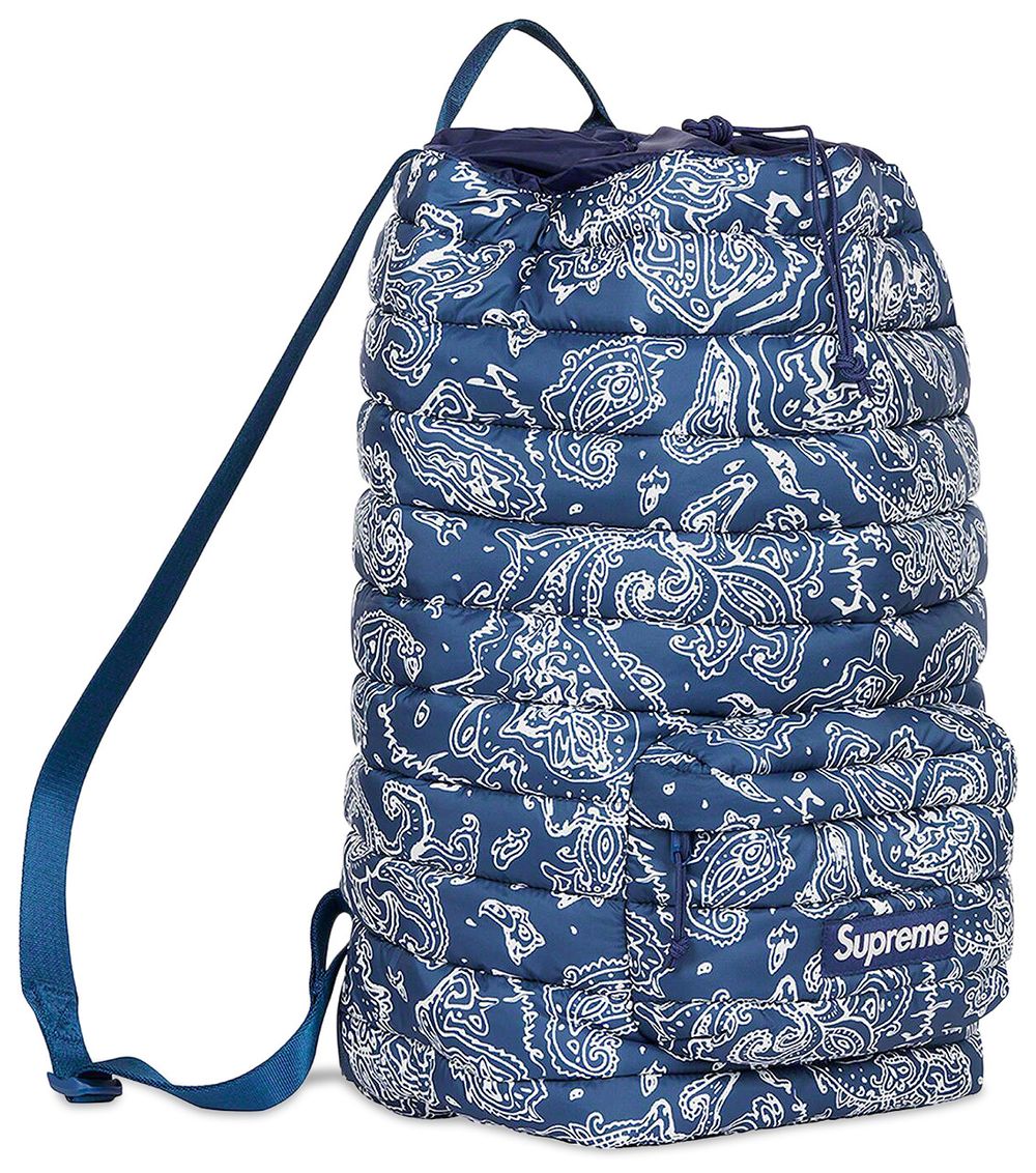 Buy Supreme Puffer Backpack 'Blue Paisley' - FW22B17 BLUE PAISLEY | GOAT