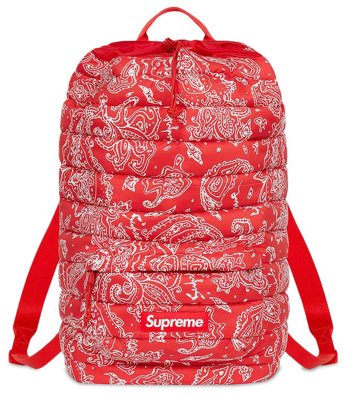 Buy Supreme Puffer Backpack 'Red Paisley' - FW22B17 RED PAISLEY | GOAT