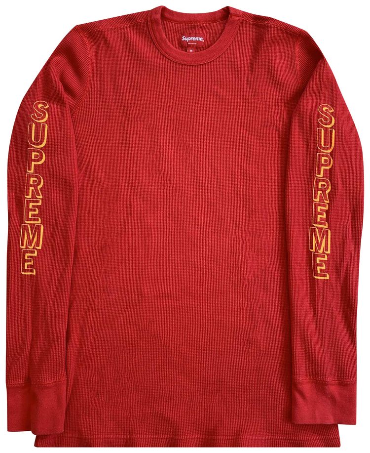 Buy Supreme Logo Thermal Long Sleeve Shirt 'Red' - FW150107 RED | GOAT