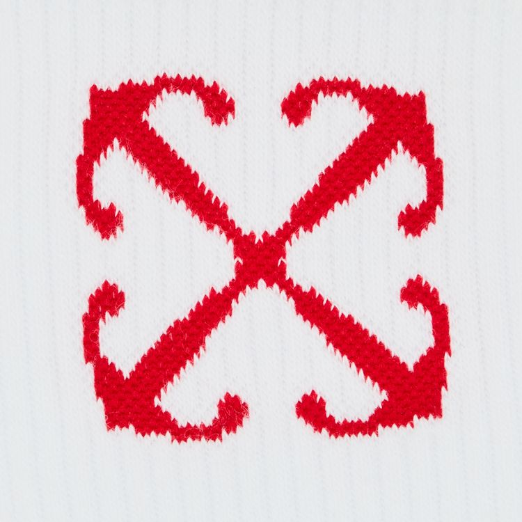 Buy Off-White Arrow Mid Calf Knit Socks 'White/High Risk Red ...