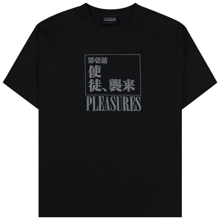 Buy Pleasures X Evangelion Angel Attack Heavyweight Tee Black P24e006 Blac Goat