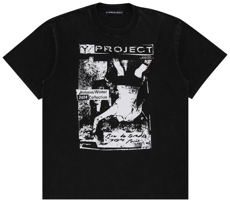 Buy Y/Project Rock Band Print Pinched Logo T-Shirt 'Vintage Black' - 204TS020 VINT | GOAT