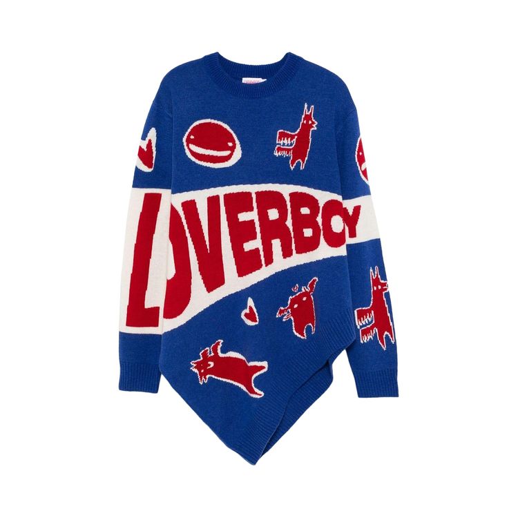 Buy Charles Jeffrey Loverboy Topsy Turvy Loverboy Logo Jumper 'Blue/Red ...